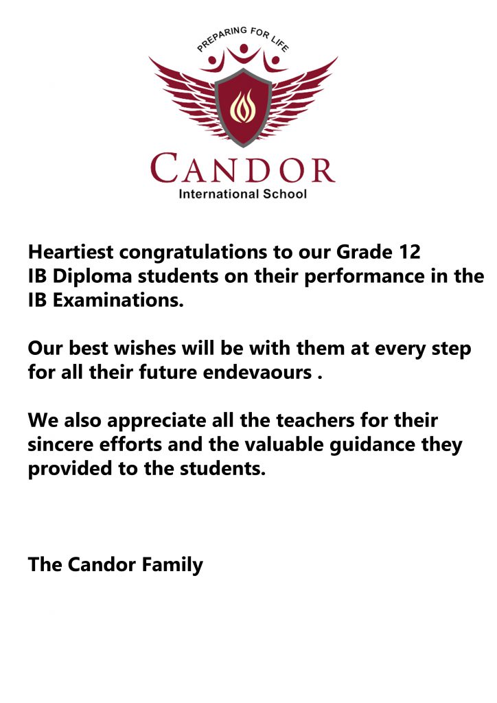 Congratulations To Our Grade 12 IB Students . - Candor International School